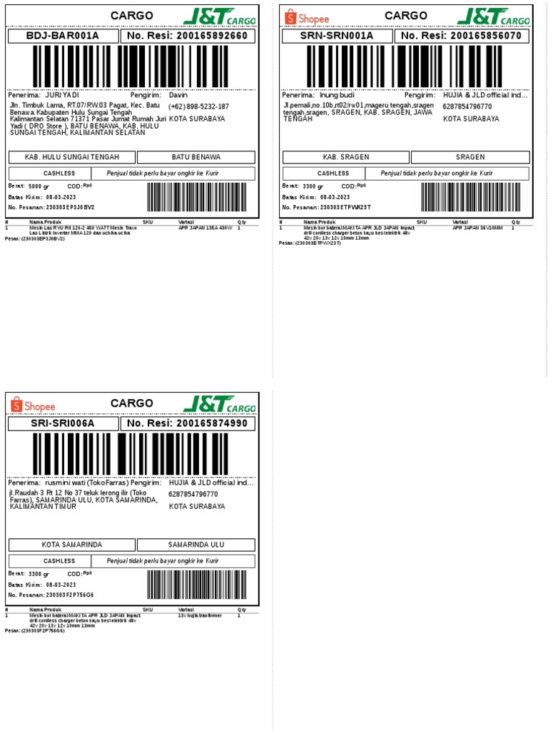 FIKI 3 Resi J&T CARGO 03.03 | PDF