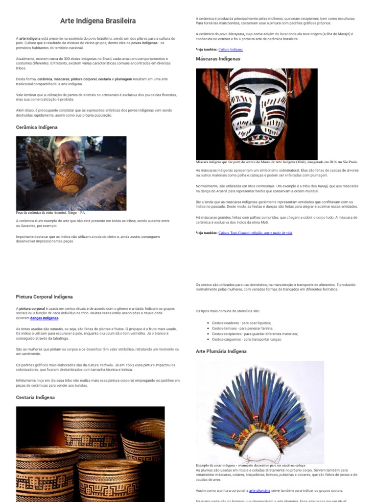 Arte Indígena Brasileira | PDF | Povos indígenas | Pinturas