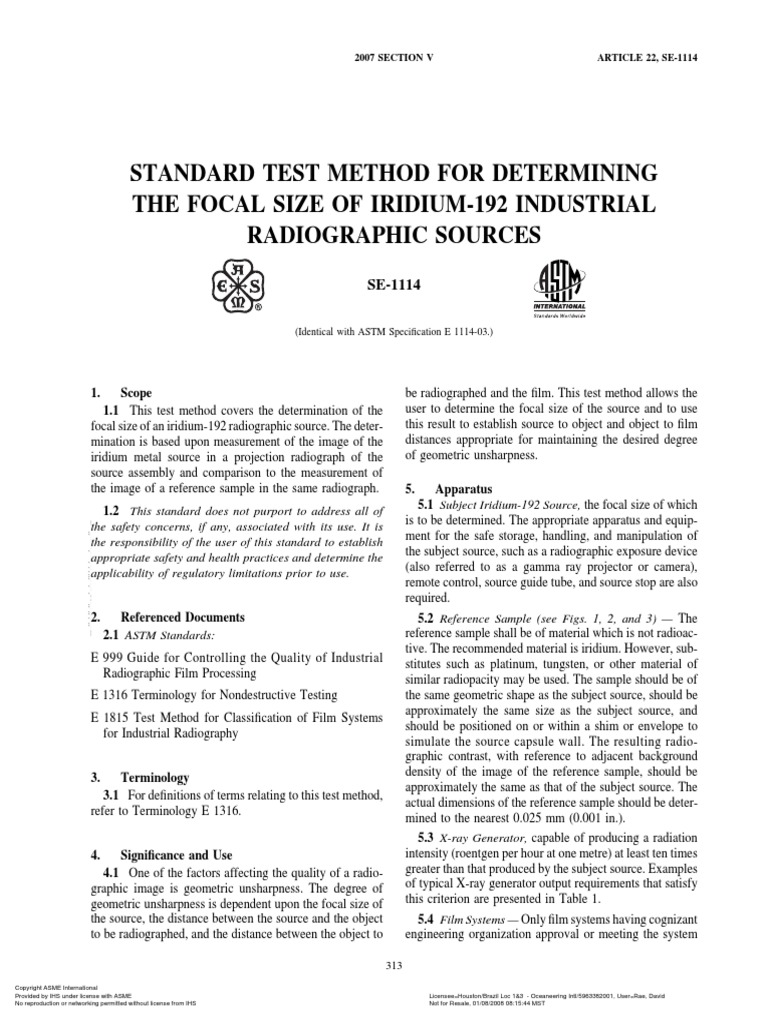 Article 22 (Rad Standards - SE-1114) | PDF | Radiography | X Ray