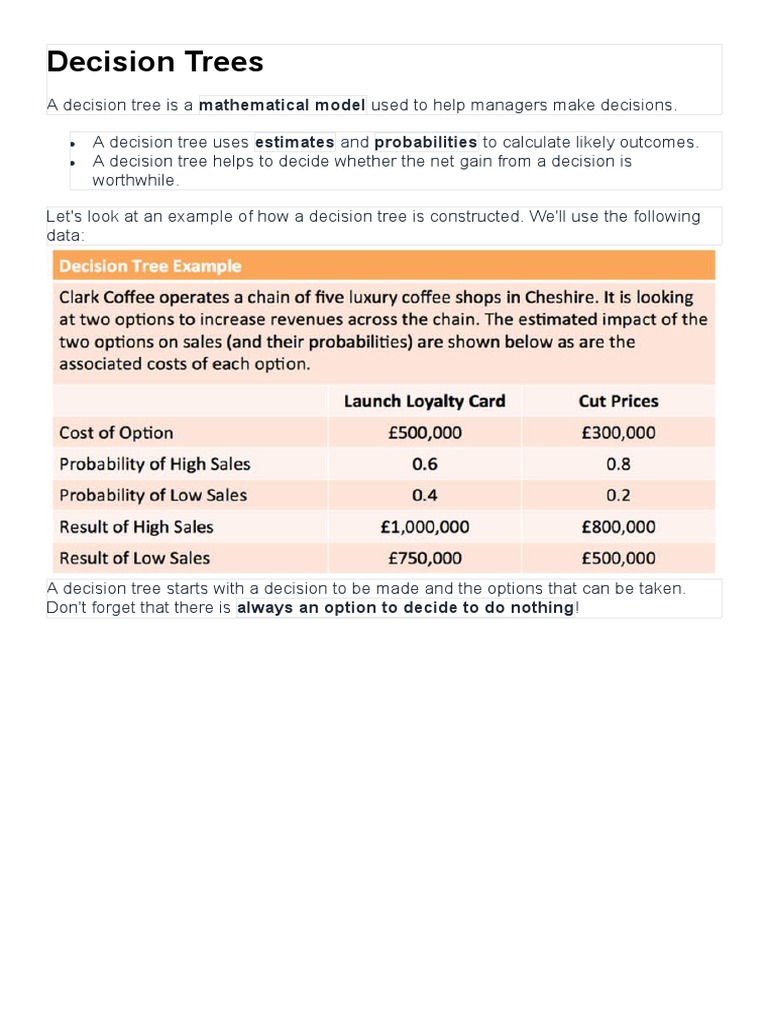 Decision Tree | PDF | Option (Finance) | Probability