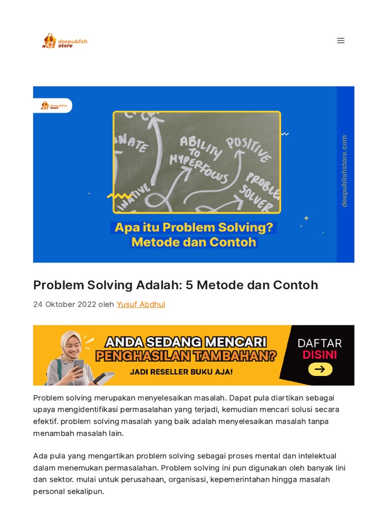 Problem Solving Adalah - 5 Metode Dan Contoh - Deepublish Store | PDF ...