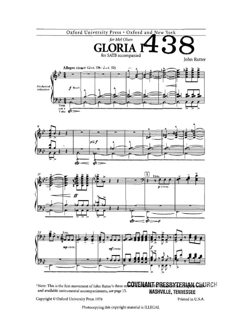 Gloria, First Movement (John Rutter) | PDF
