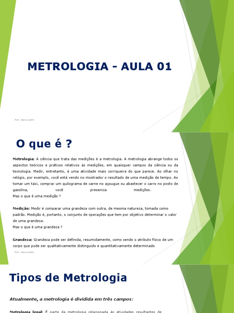 Aula de Metrologia - Conceitos Básicos. | PDF | Medição | Metrologia