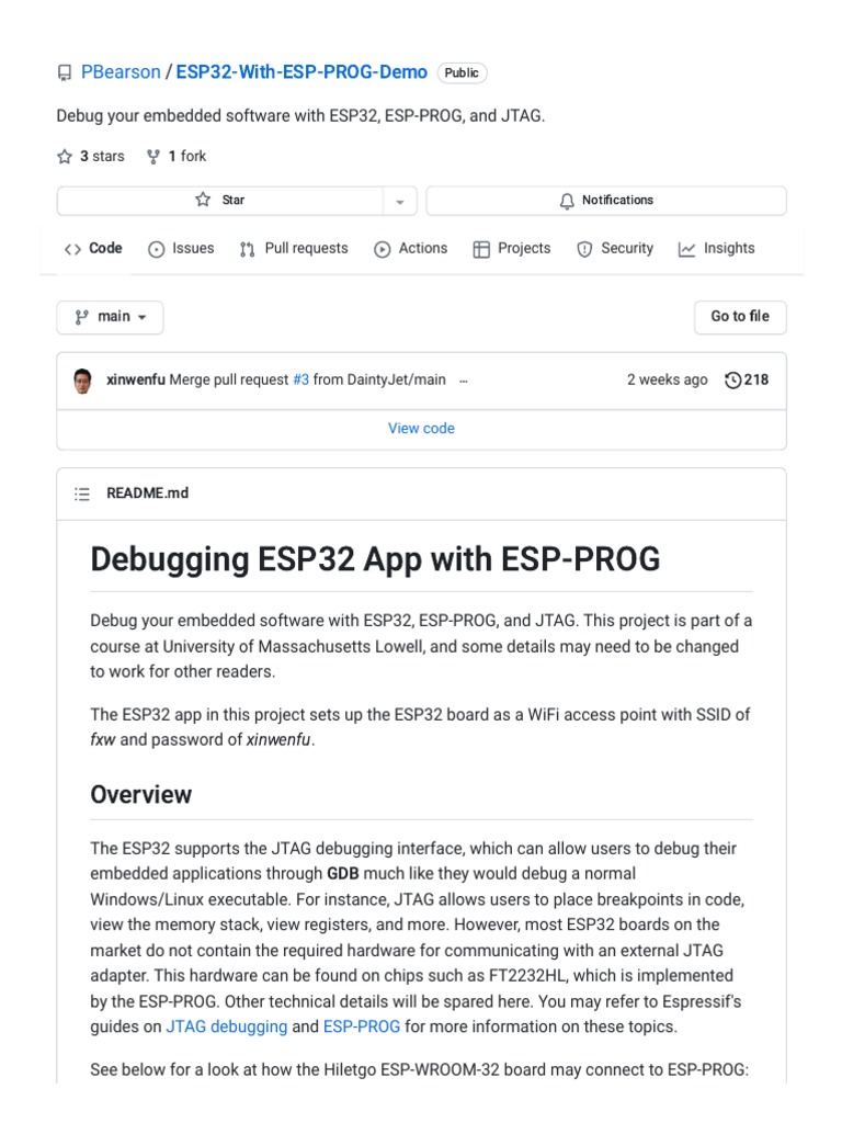 Github Pbearson Esp32 With Esp Prog Demo Debug Your Embedded Software With Esp32 Esp Prog