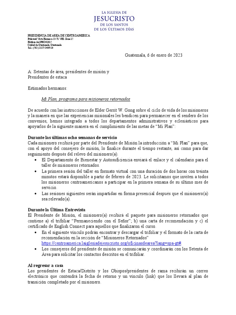 Apoyo a Misioneros Retornados | PDF | Ciencias sociales | Hogar ...