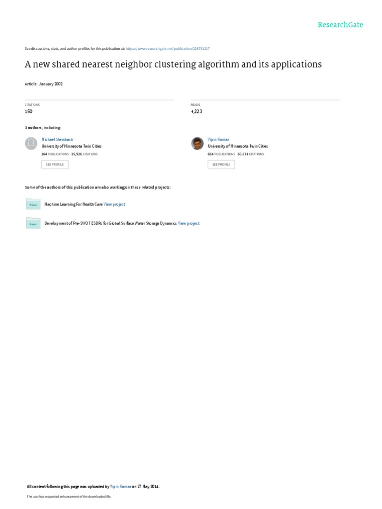 A New Shared Nearest Neighbor Clustering Algorithm Pdf Cluster Analysis Applied Mathematics 