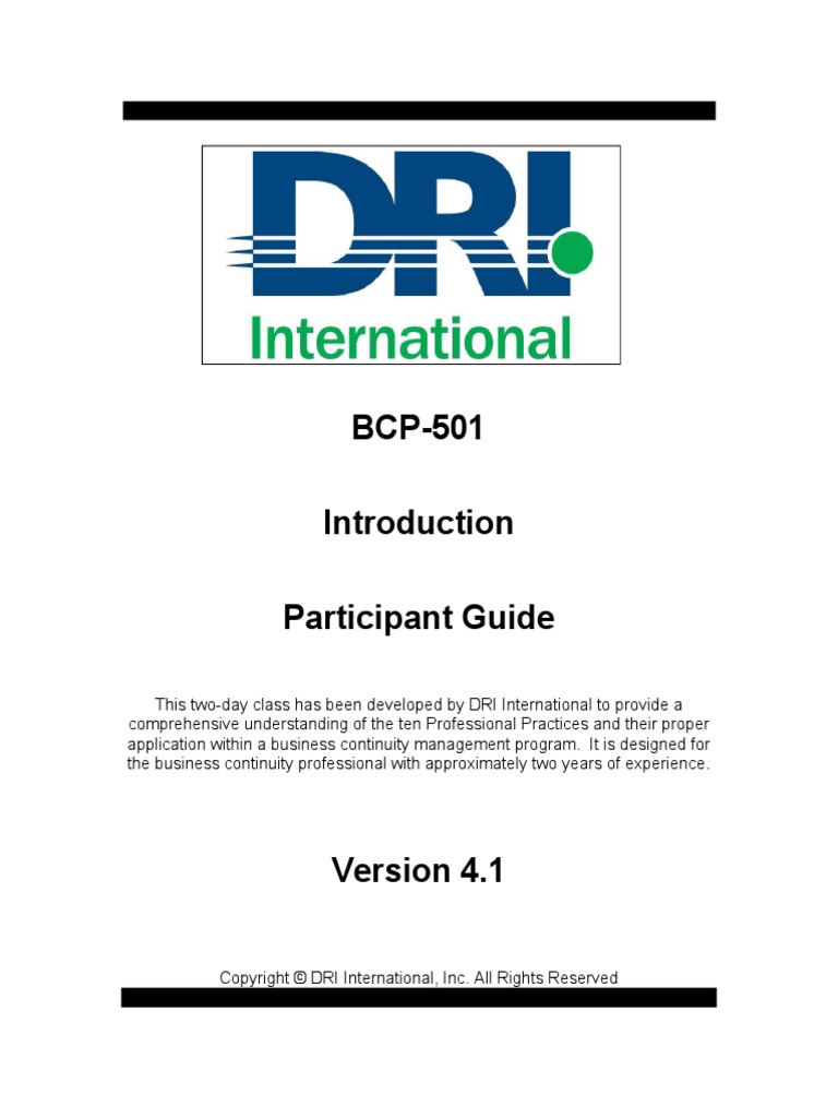 BCP 501 Course E Book PDF | PDF | Risk | Risk Management