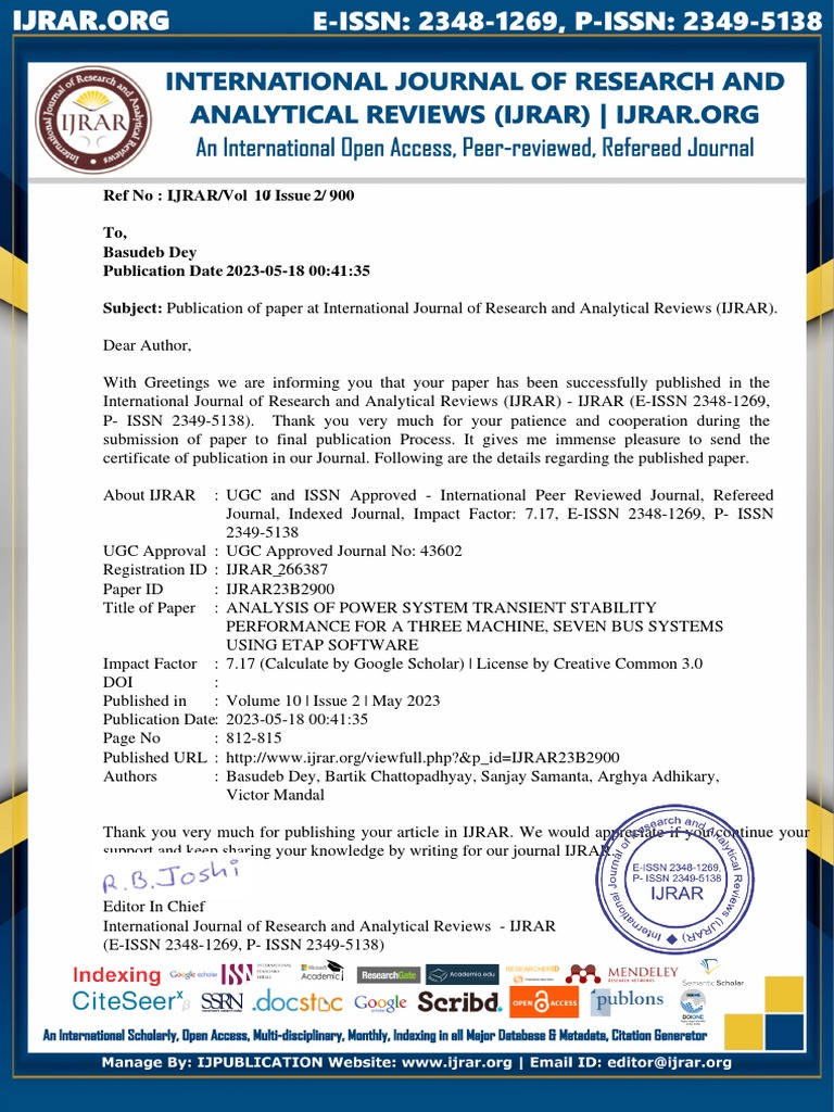 IJRAR Confirmation Letter IJRAR 266387 | PDF