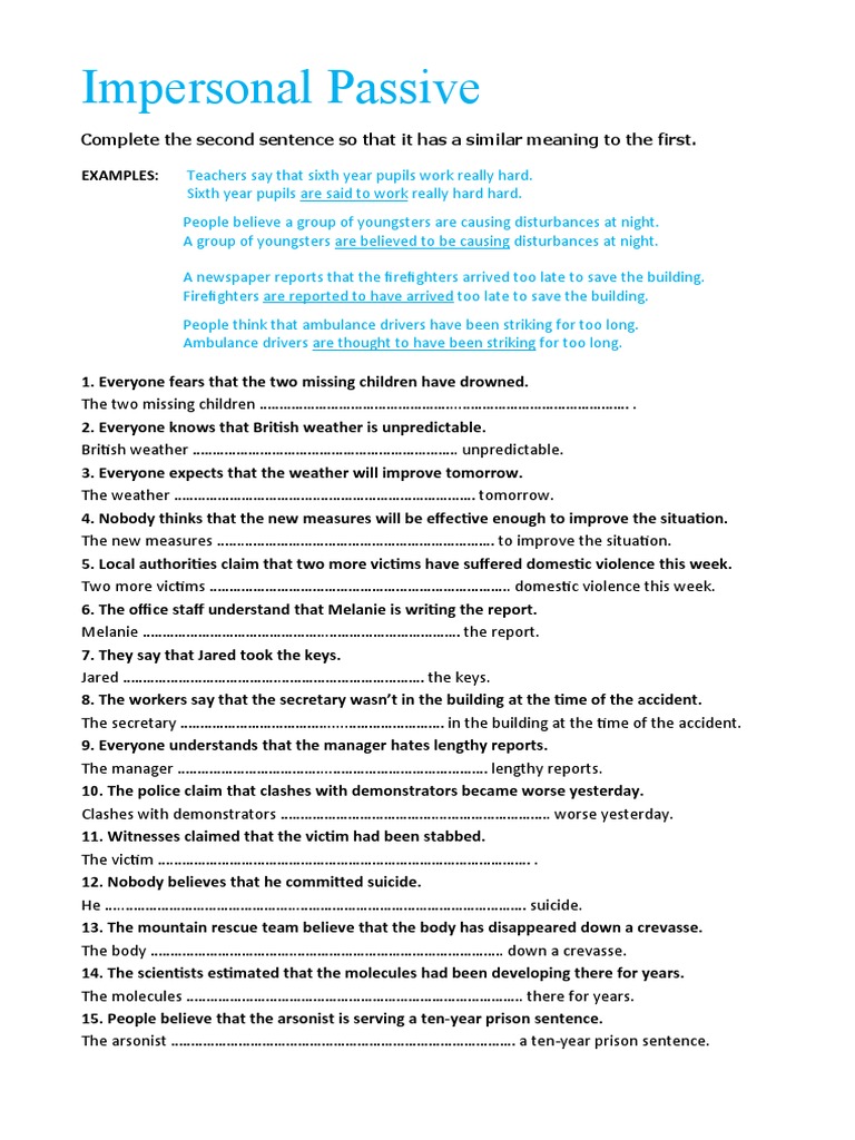 Impersonal Passive - Advanced | PDF | Hazards | Crimes