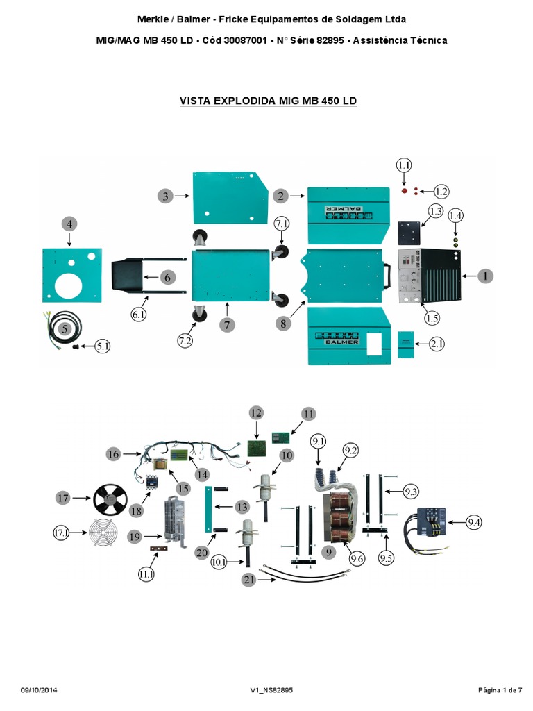 Vista Explodida MIG MB 450 LD v1 | PDF | Aquecimento elétrico | Engenharia Mecânica