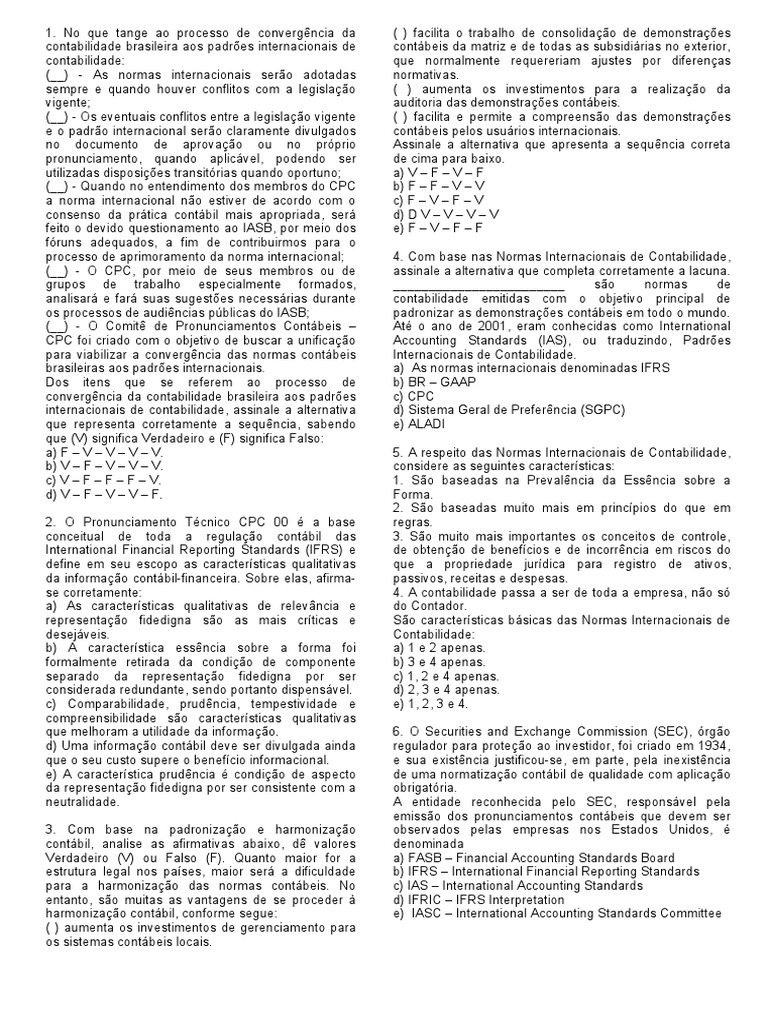 Exercícios CPC | PDF | Contabilidade | Relatório anual
