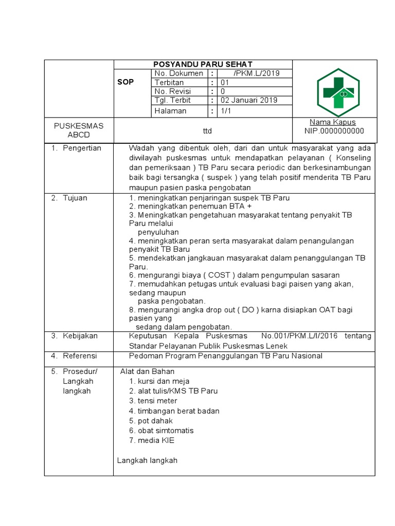 SOP Posyandu Paru Sehat | PDF | Pengembangan Diri | Kesehatan Holistik