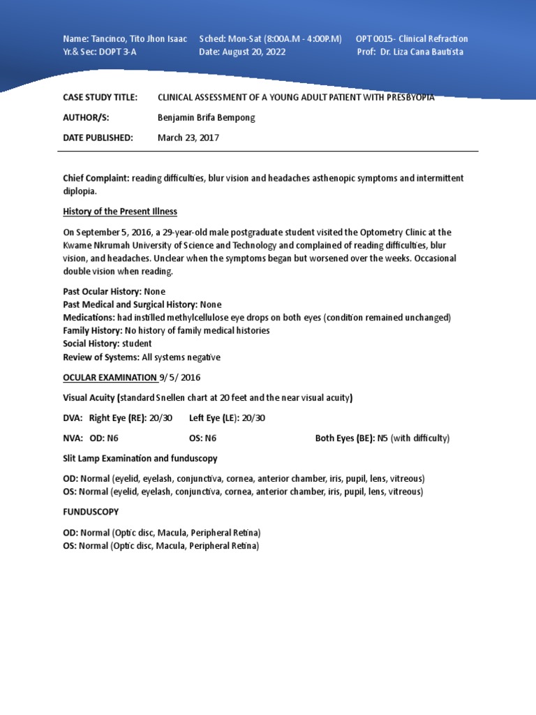 Case Study Young Adult | PDF | Human Eye | Facial Features