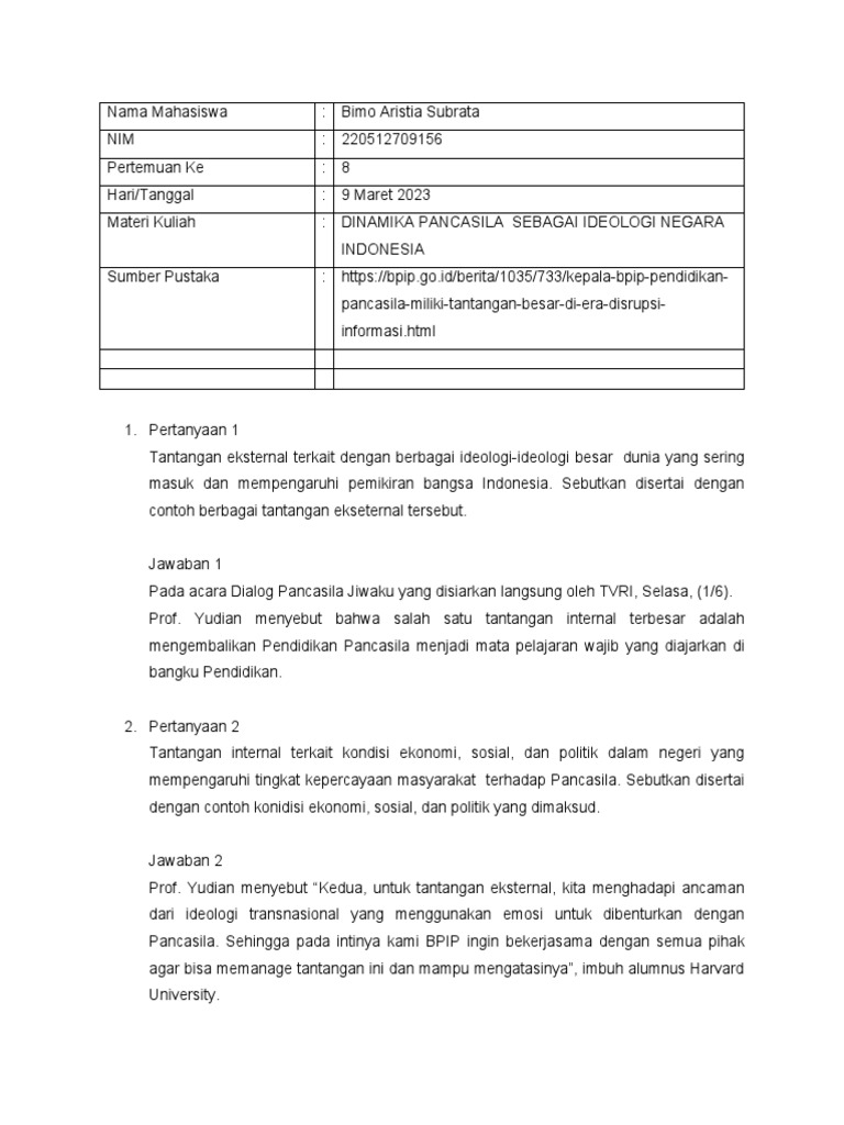 Bimo Aristia Subrata - 220512709156 - Pertemuan8 | PDF