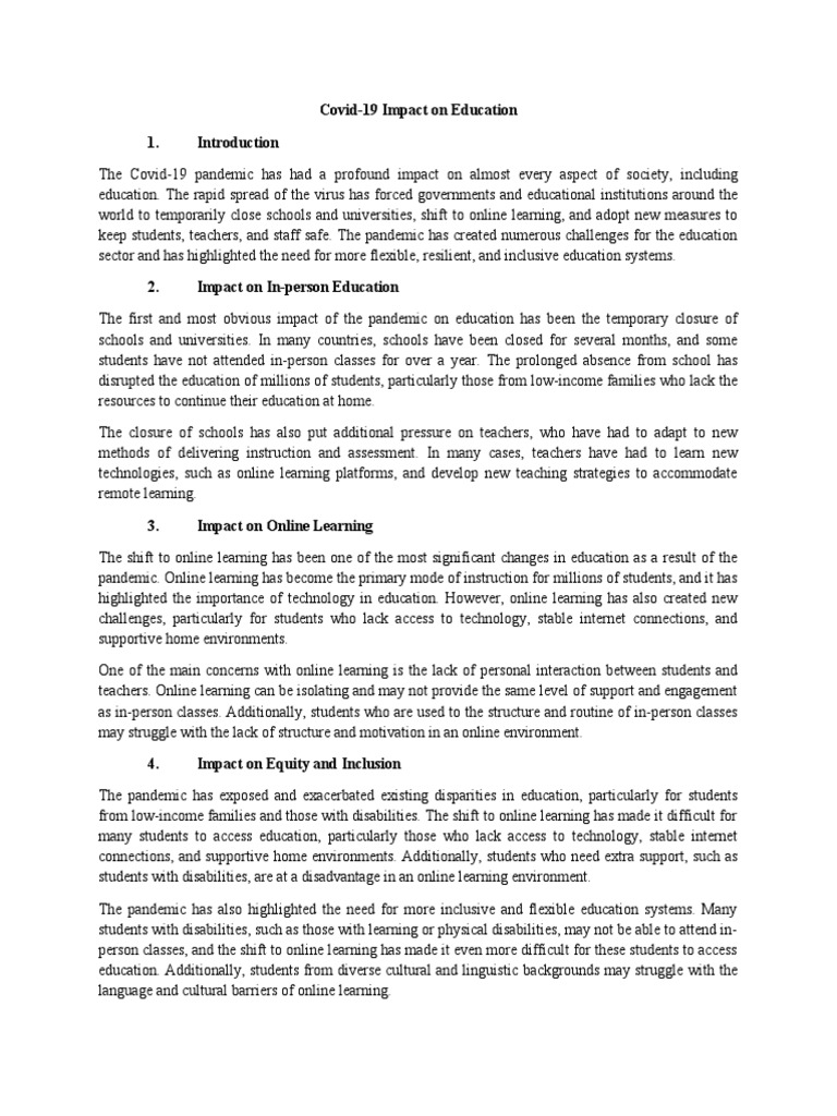 Covid 19 Impact On Education | PDF | Educational Technology | Behavior Modification