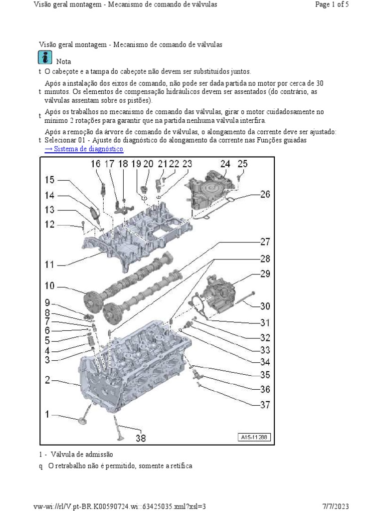 Montagem do Mecanismo de Válvulas | PDF | Motores | Engenharia Mecânica