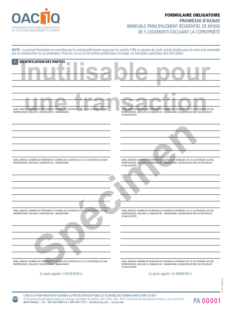 Formulaire de promesse d'achat immobilier | PDF | Prêts | Courtier