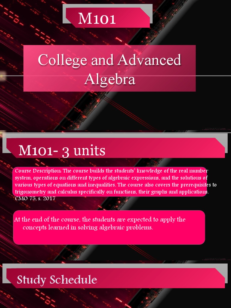 BSEdMath 1 M101 Course Guide | PDF | Equations | Mathematical Objects