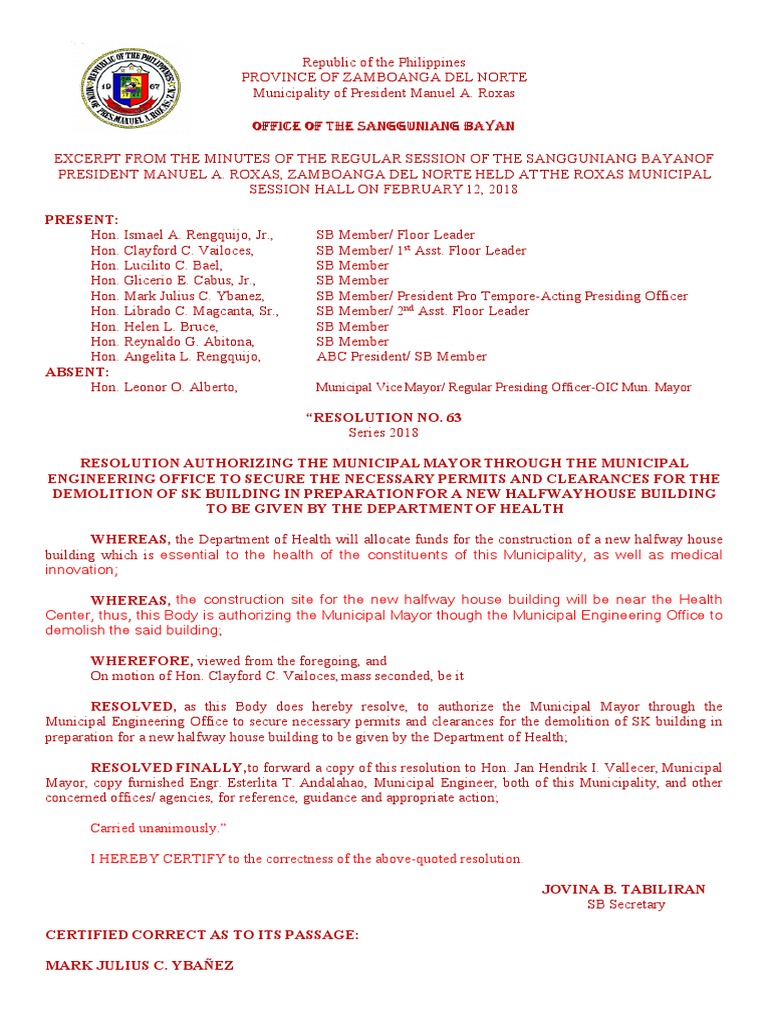 Excerpt 6318 Demolish SK Building | PDF | Philippines | Government