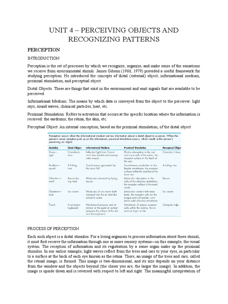 Unit IV | PDF | Perception | Visual System