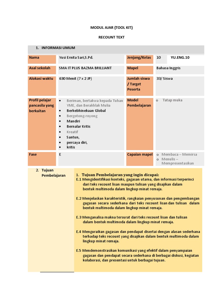 Recount Modul Ajar | PDF