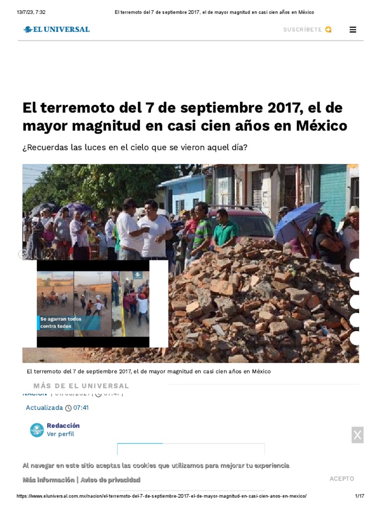 El Terremoto Del 7 de Septiembre 2017 | Descargar gratis PDF | Temblores | Mecánica de sólidos