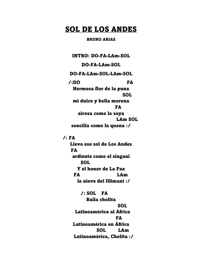 Sol de Los Andes - Acordes | PDF