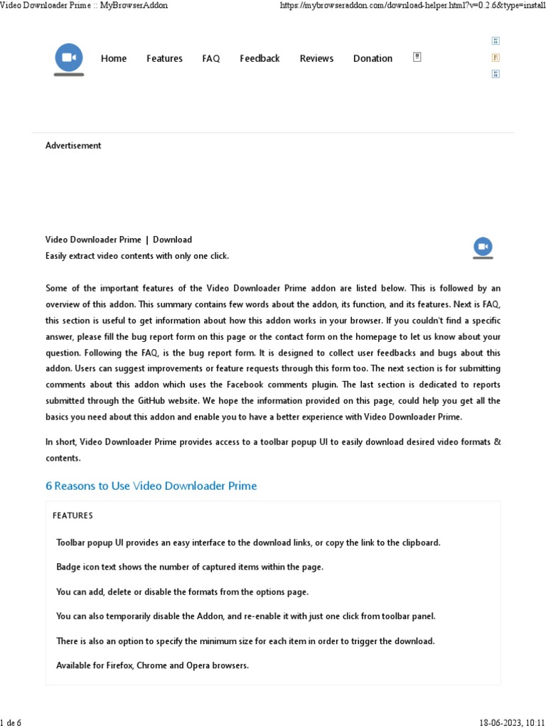 Video Downloader Prime MyBrowserAddon | Download Free PDF | Computing | Computer Data