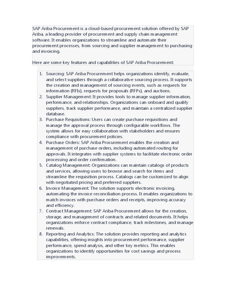 SAP Ariba Procurement Overview | PDF | Procurement | Supply Chain
