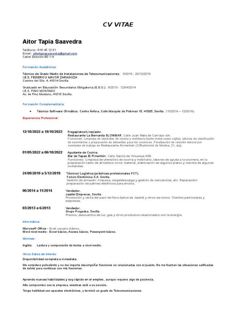 CV Aitor 2022 | PDF | Informática