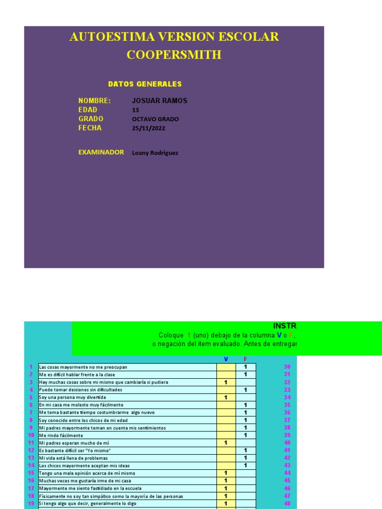 Test de Autoestima Escolar | PDF | Autoestima