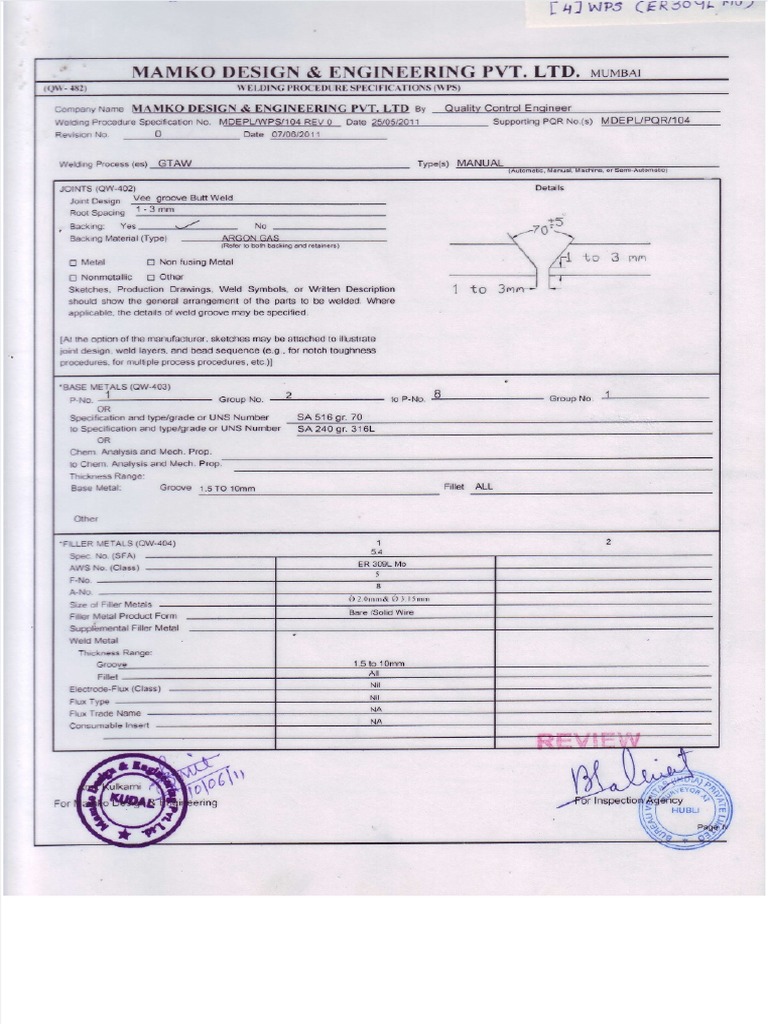Dokumen - Tips - Wps PQR Er309l Mo | PDF | Chemistry | Materials Science
