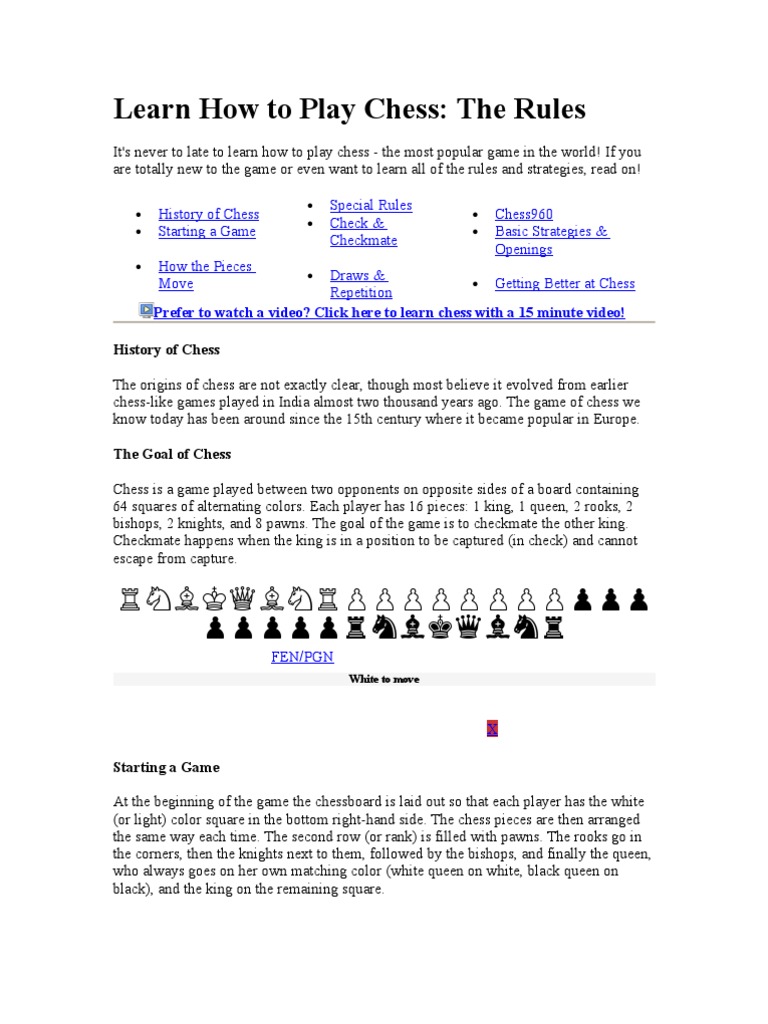 Learn How To Play Chess: The Rules | PDF | Chess | Chess Strategy