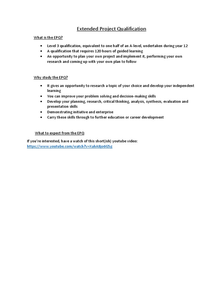 Extended Project Qualification | PDF