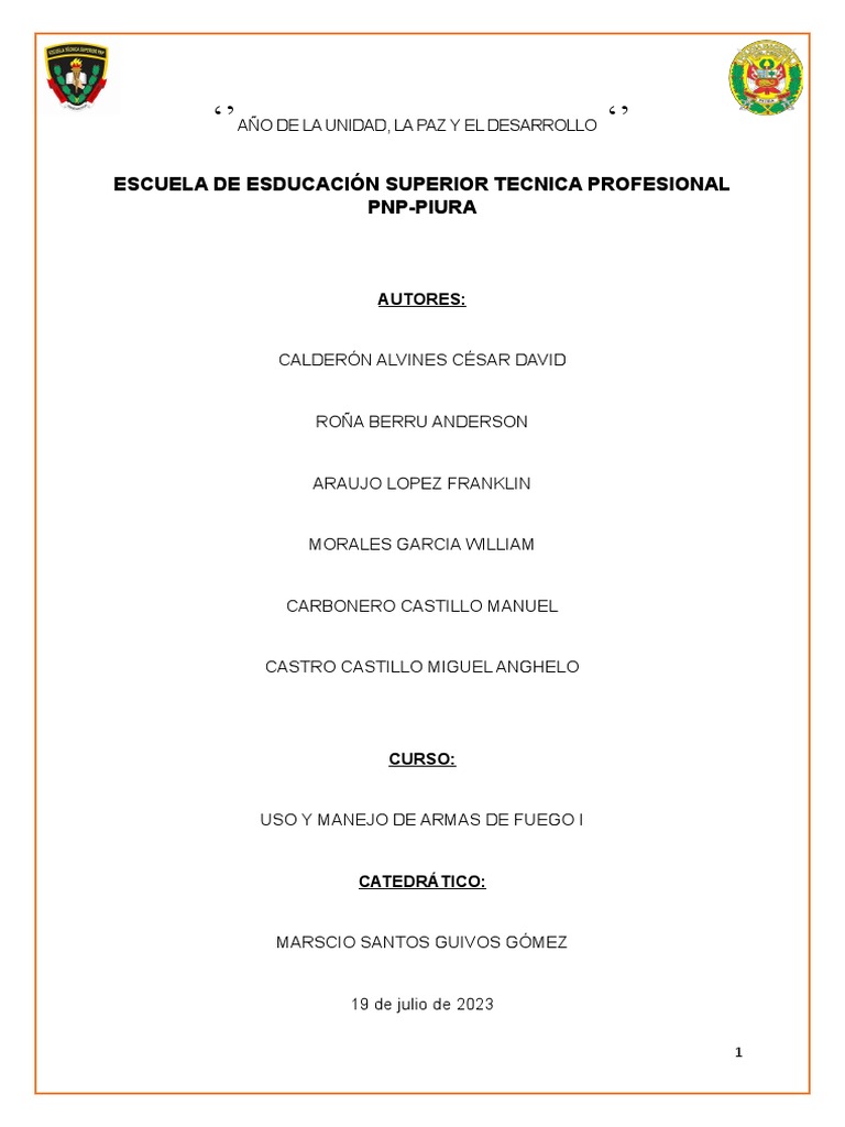 Monografia de Uso y Manejo de Armas de Fuego | PDF