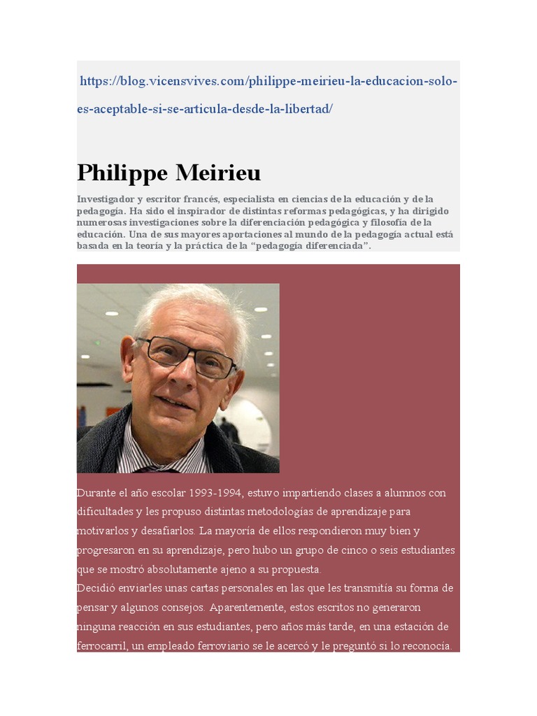 Philippe Meirieu | PDF | Aprendizaje | Pedagogía