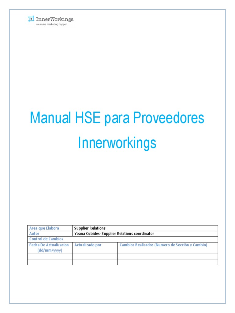Manual HSE para Proveedores INWK | PDF | Seguridad y salud ocupacional ...
