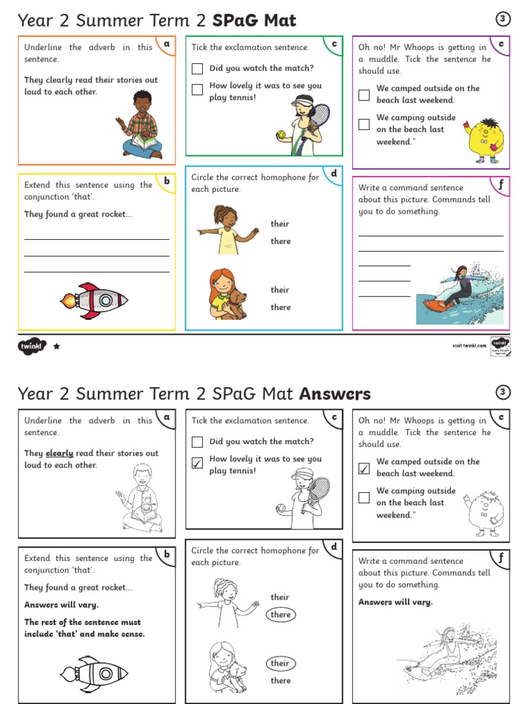 Year 2 SPAG Mat 3 3 Levels With Answers | Download Free PDF | Sentence ...