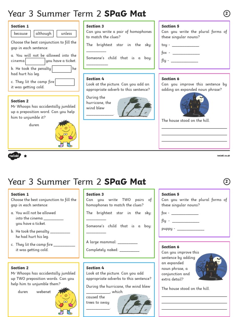 Year 3 Summer Term 2 SPaG Activity Mat 2 | PDF | Adverb | Noun