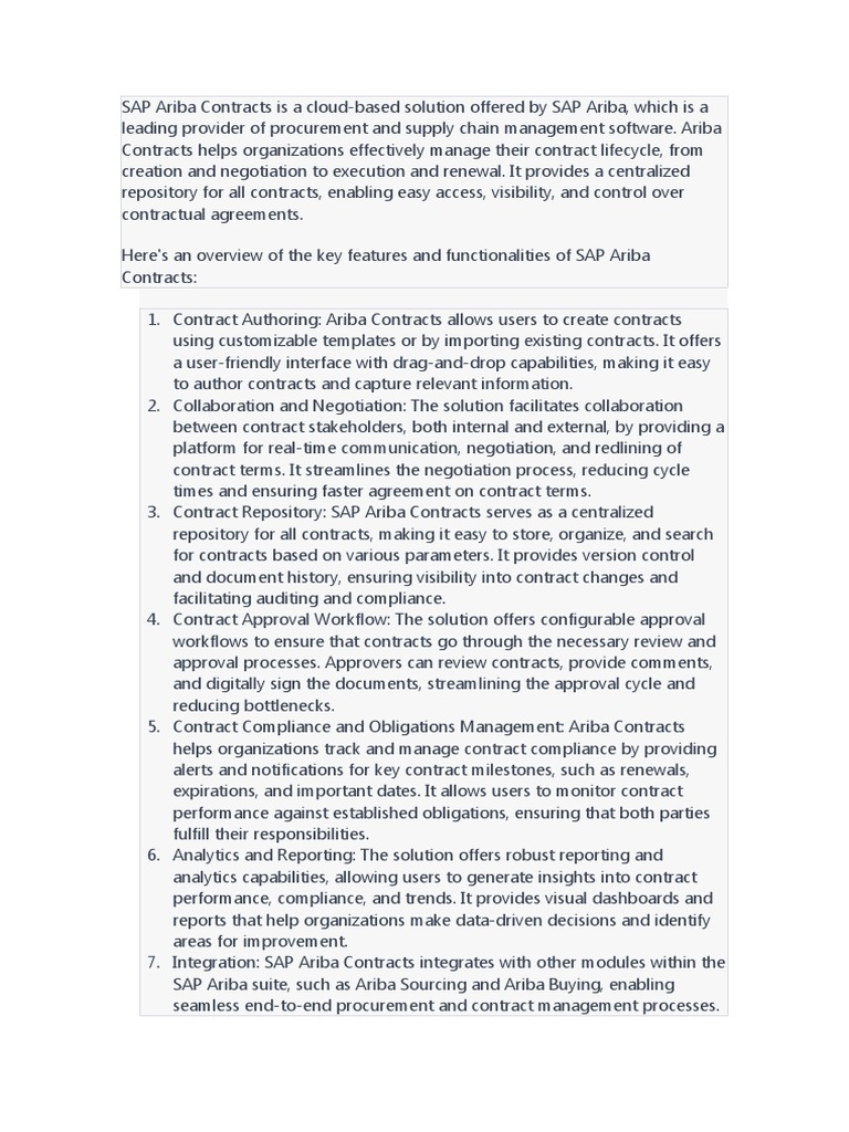 SAP Ariba Contracts for Enterprises | PDF | Product Lifecycle ...