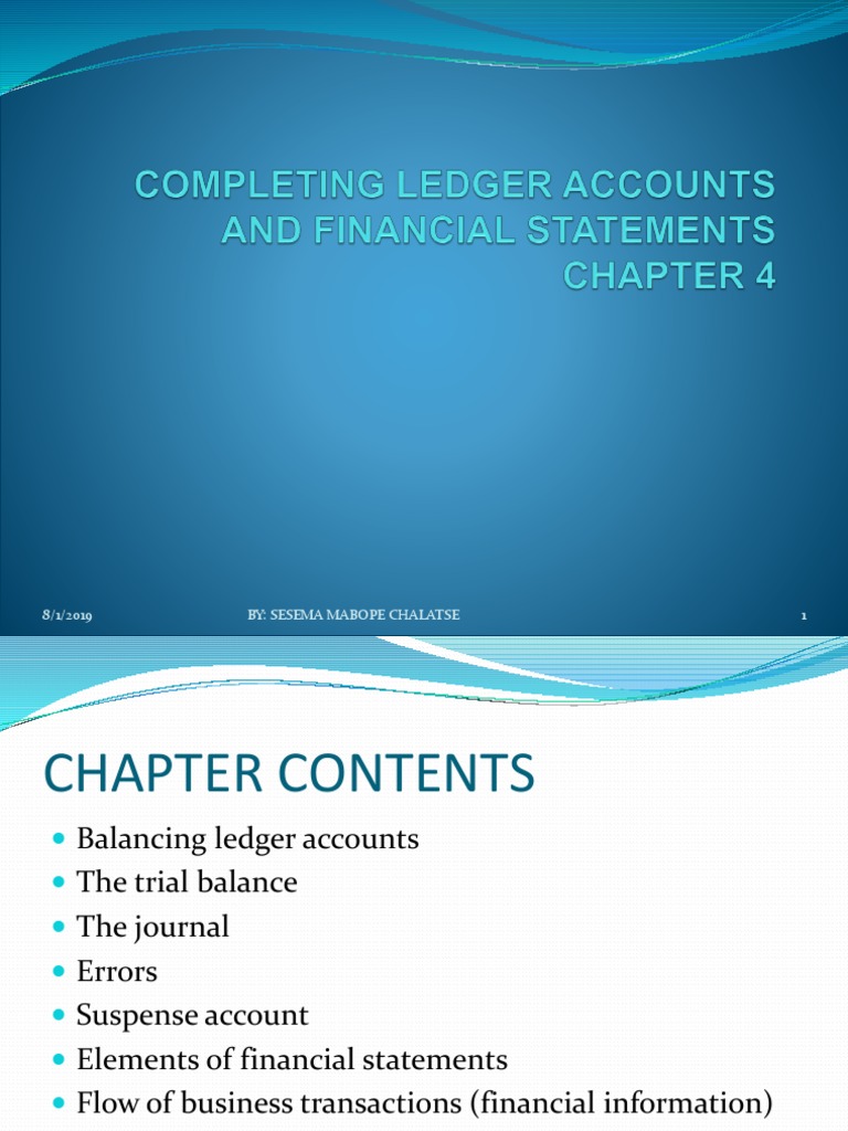 4 Completing Ledger Accounts and Financial Statements | PDF | Debits ...