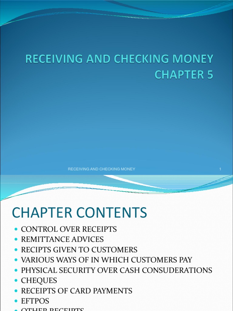 Managing Cash and Check Receipts | PDF | Cheque | Payments