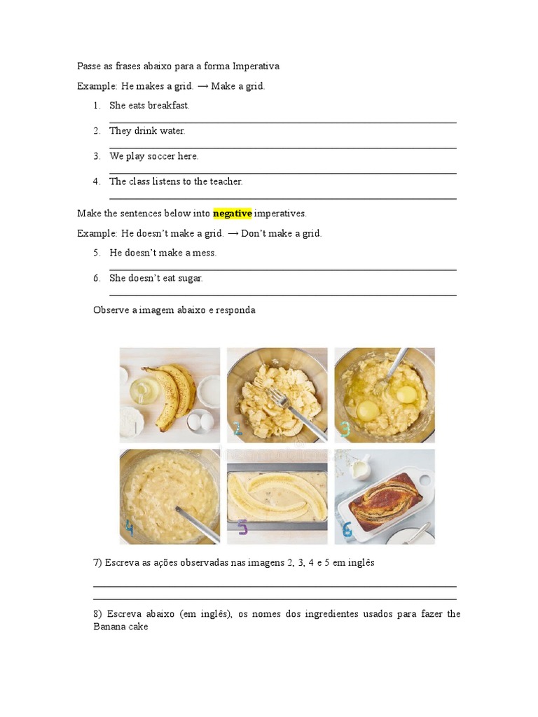 Teste 7 Ano Imperative Food e Verb Be | PDF | Foods | Cuisine