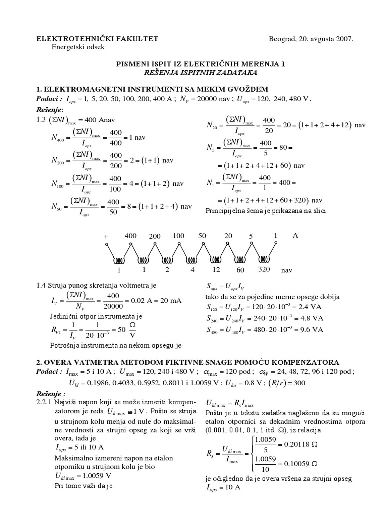 El. Mjerenja 9 | PDF