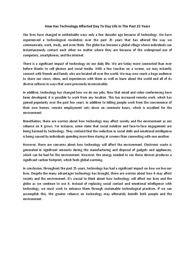 Technology's Impact Over 25 Years | PDF | Communication