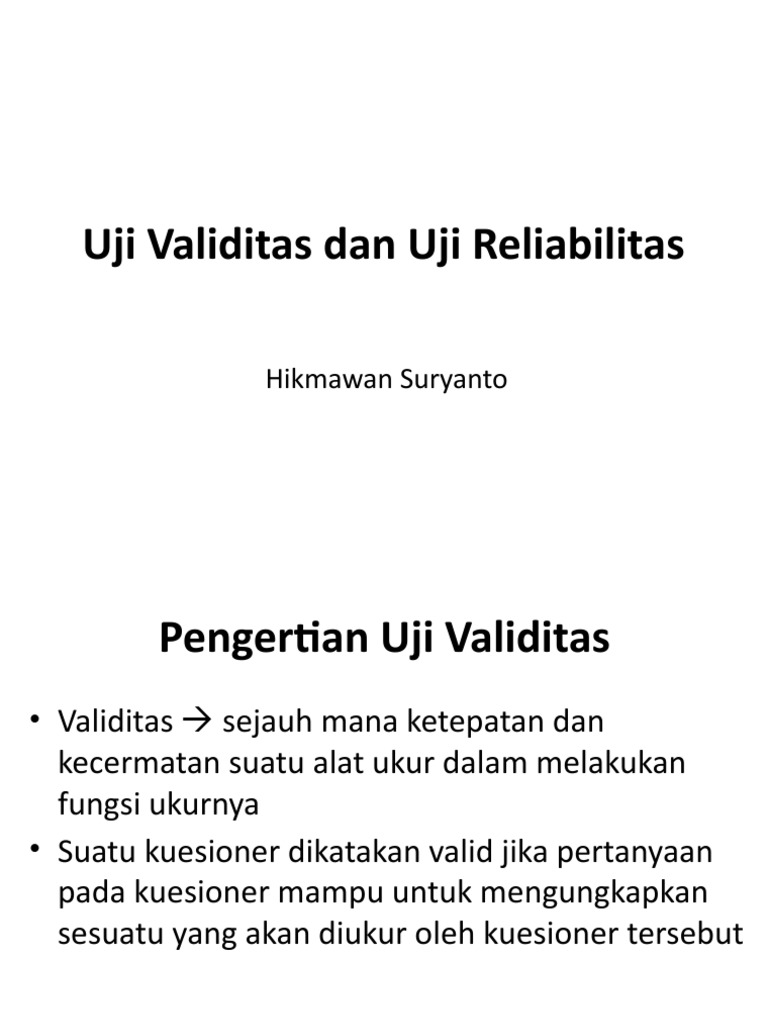 Uji Validitas dan Reliabilitas Kuesioner | PDF