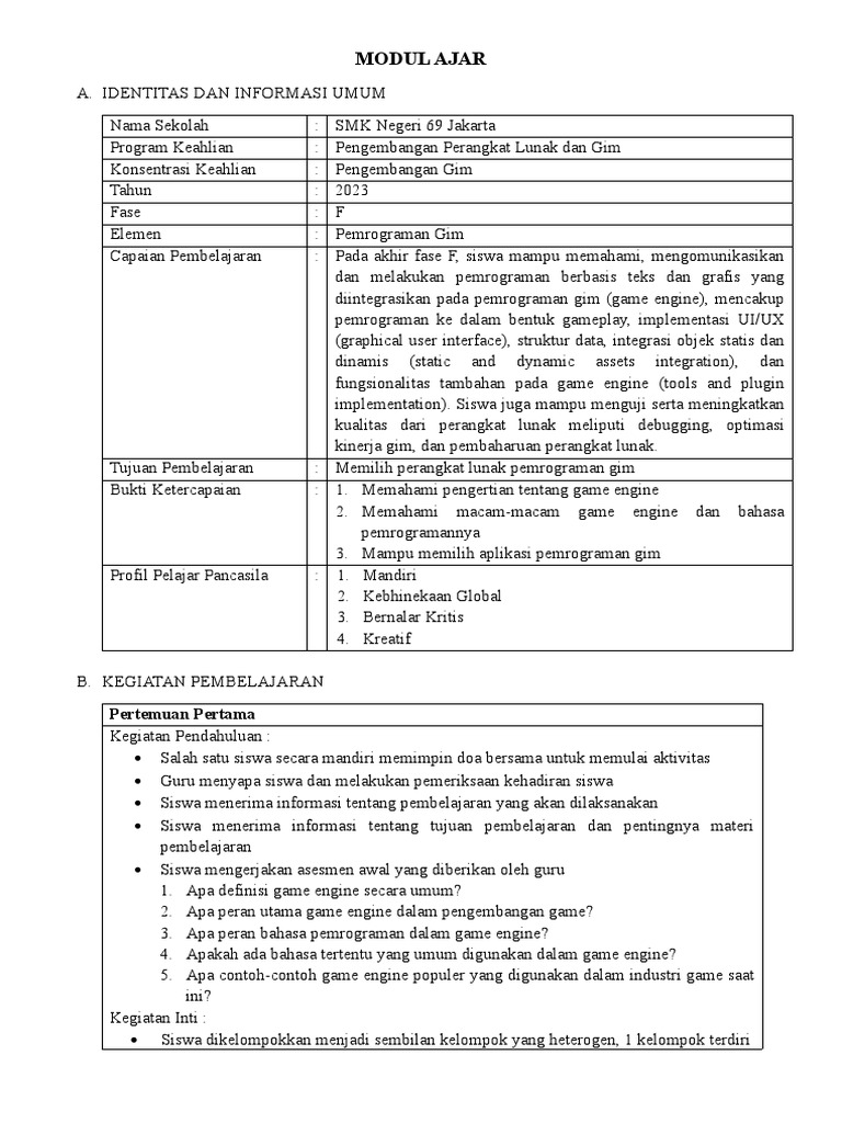 Modul Ajar Contoh | PDF