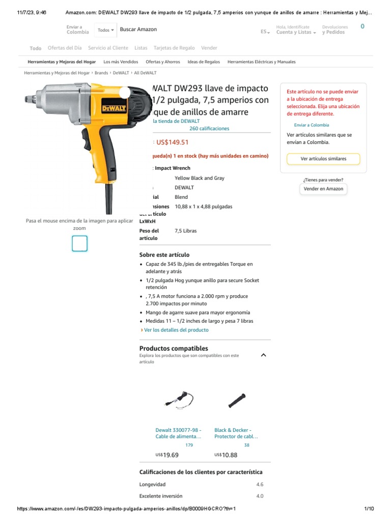Ficha Técnica DEWALT DW293 Impact Wrench | PDF | Interacción hombre ...
