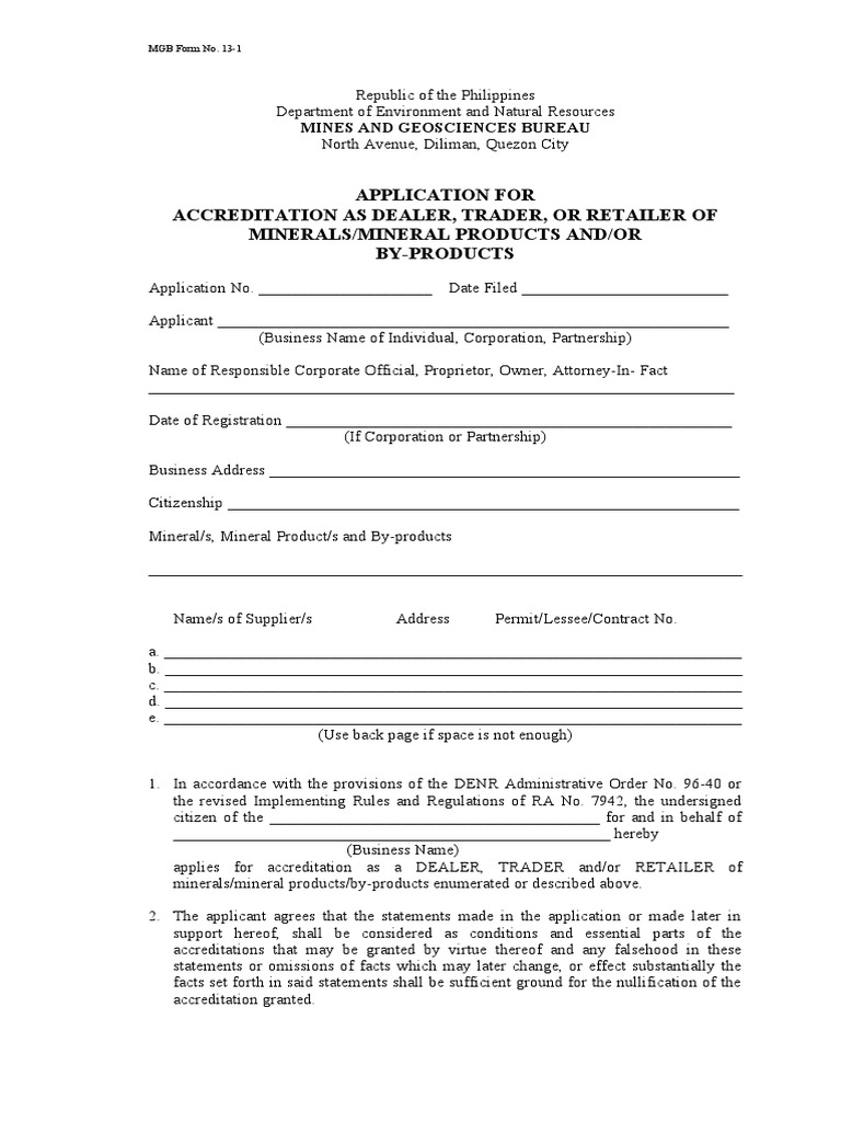 Application for Mineral Dealer Accreditation | PDF | Government | Justice