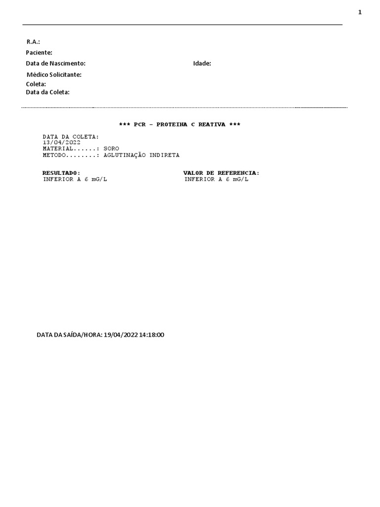 Laudo de Resultados PCR para laboratorio com referencia | PDF